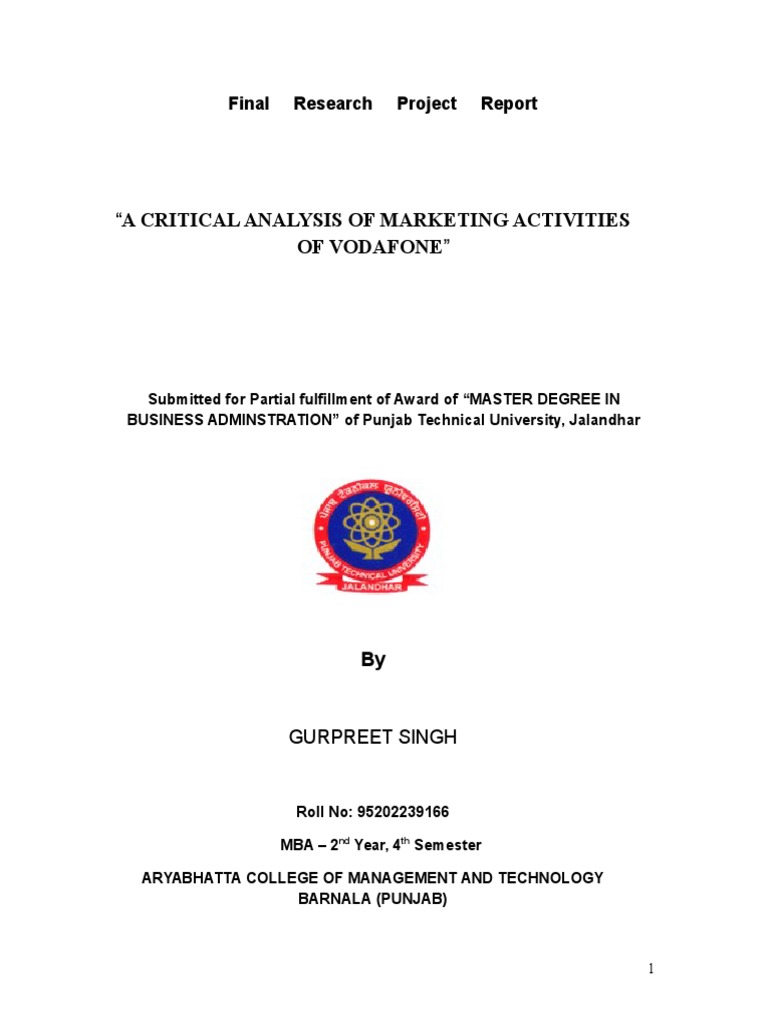 RM Project | PDF | Research Design | Marketing Research