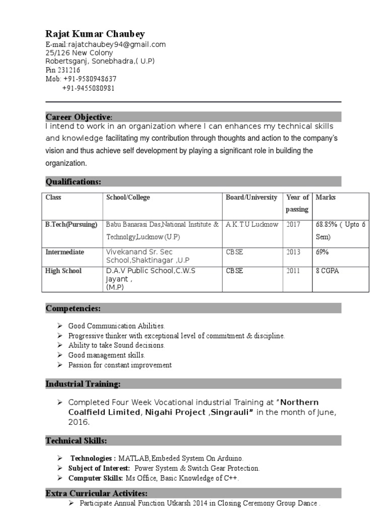 Rajat Kumar Chaubey: Career Objective | PDF | Science | Technology ...