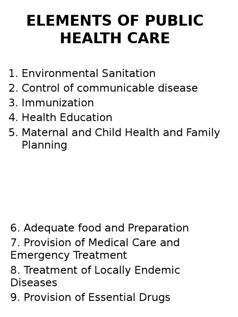 Elements of Public Health Care | PDF