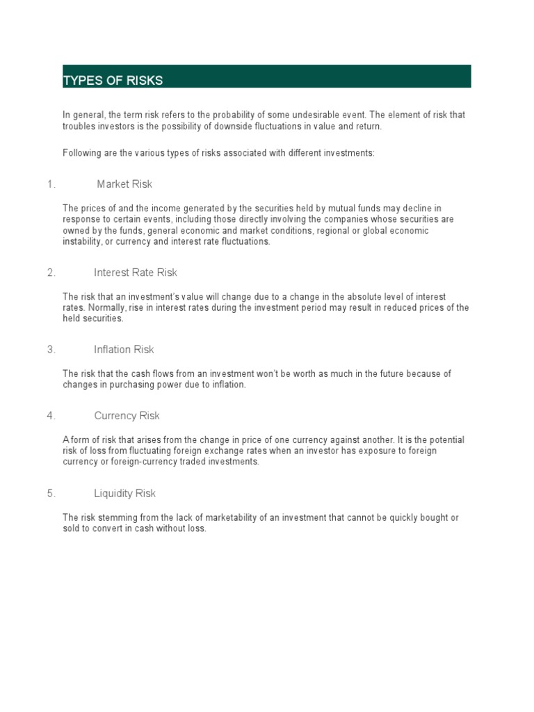 Types of Risks | PDF | Investing | Risk