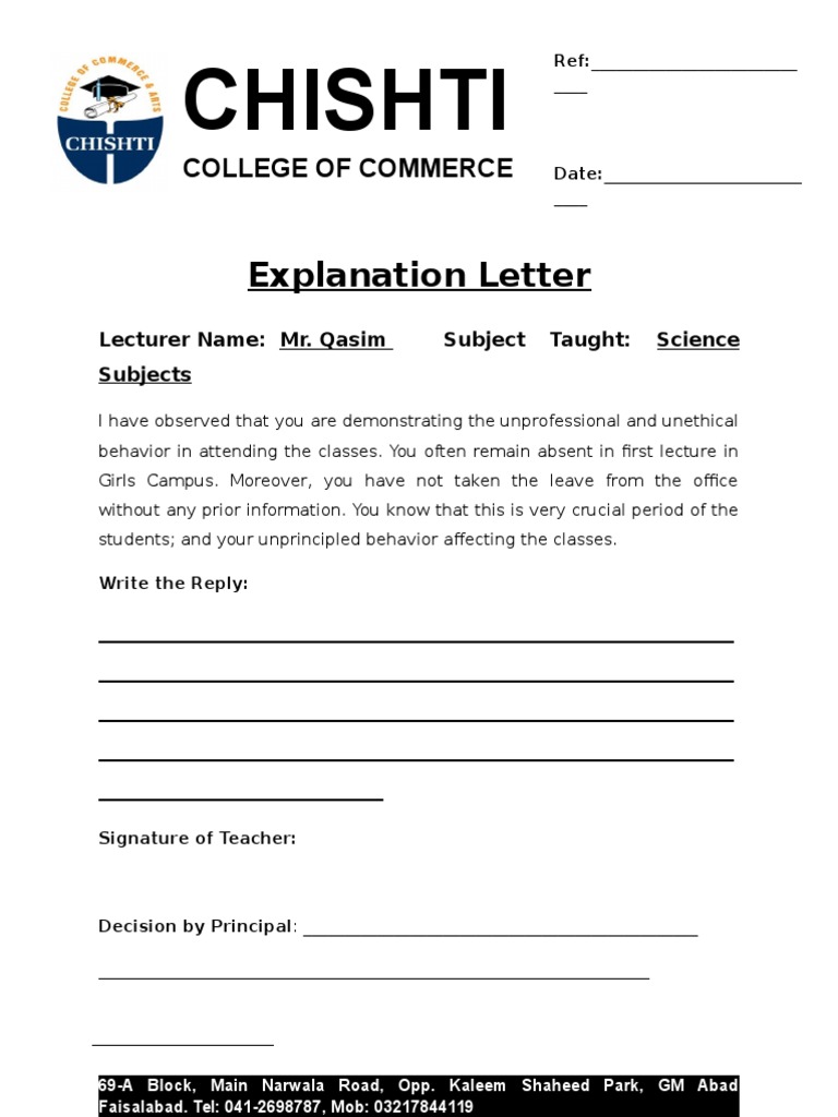 Explanation Letter To Teacher For Absent | Teaching | Cognitive Science