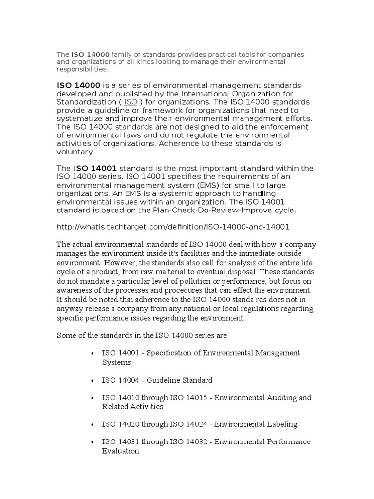 The ISO 14000 Family of Standards Provides Practic | PDF | Natural ...