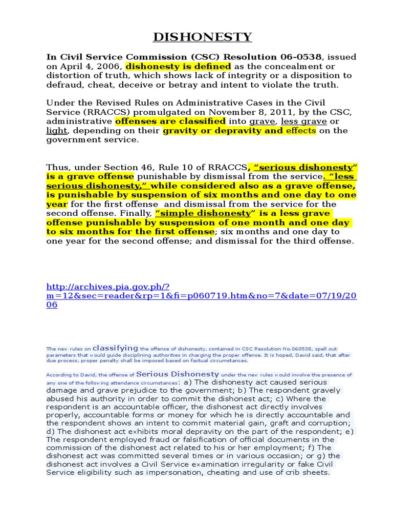 Dishonesty Notes | PDF | Dishonesty | Prejudice (Legal Term)