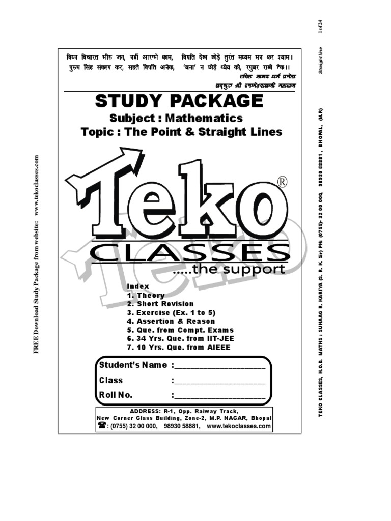 46 THE POINT & STRAIGHT LINES PART 1 of 2 PDF | PDF