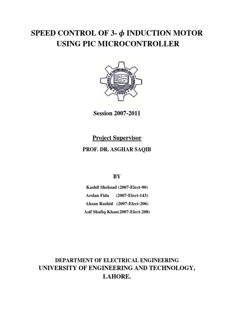 Speed Control Of Three Phase Induction Motor Using Pic Microcontroller Pdf Power Supply