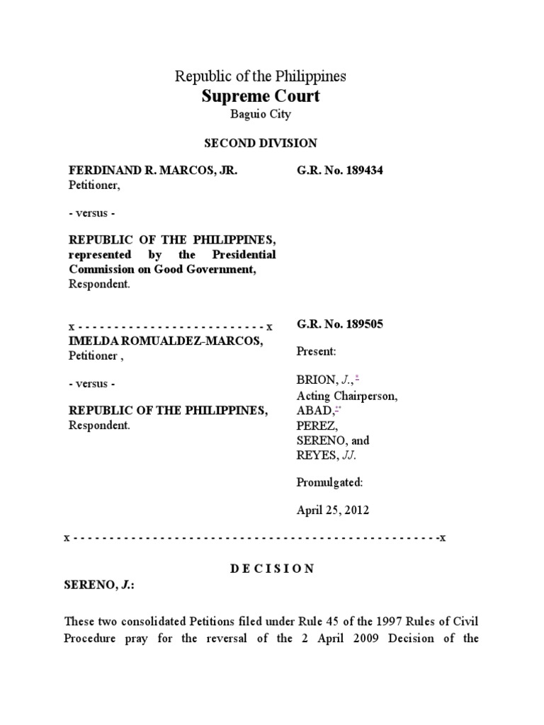 Marcos Forfeiture Case Decision Summary | PDF | Summary Judgment ...