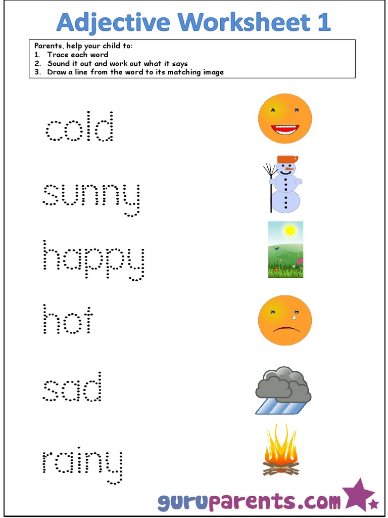 Adjective Worksheets PDF | PDF | Self-Improvement