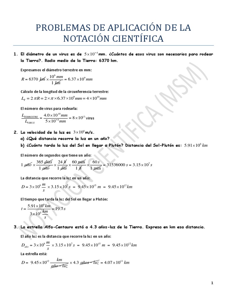 Problemas Resueltos Notación Científica | PDF