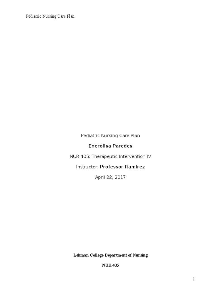 Pediatric Nursing Care Plan Final | PDF