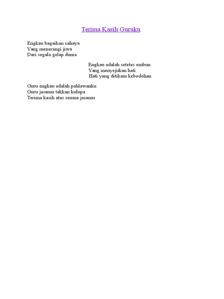 Puisi Terima Kasih Guruku | PDF