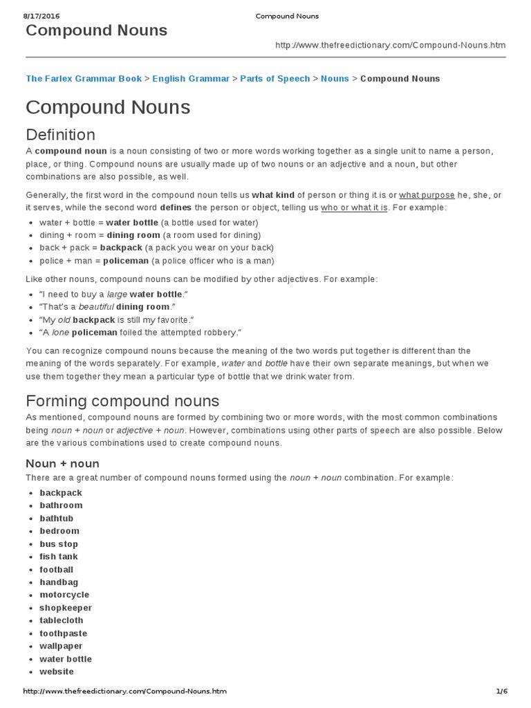 Compound Nouns PDF | PDF