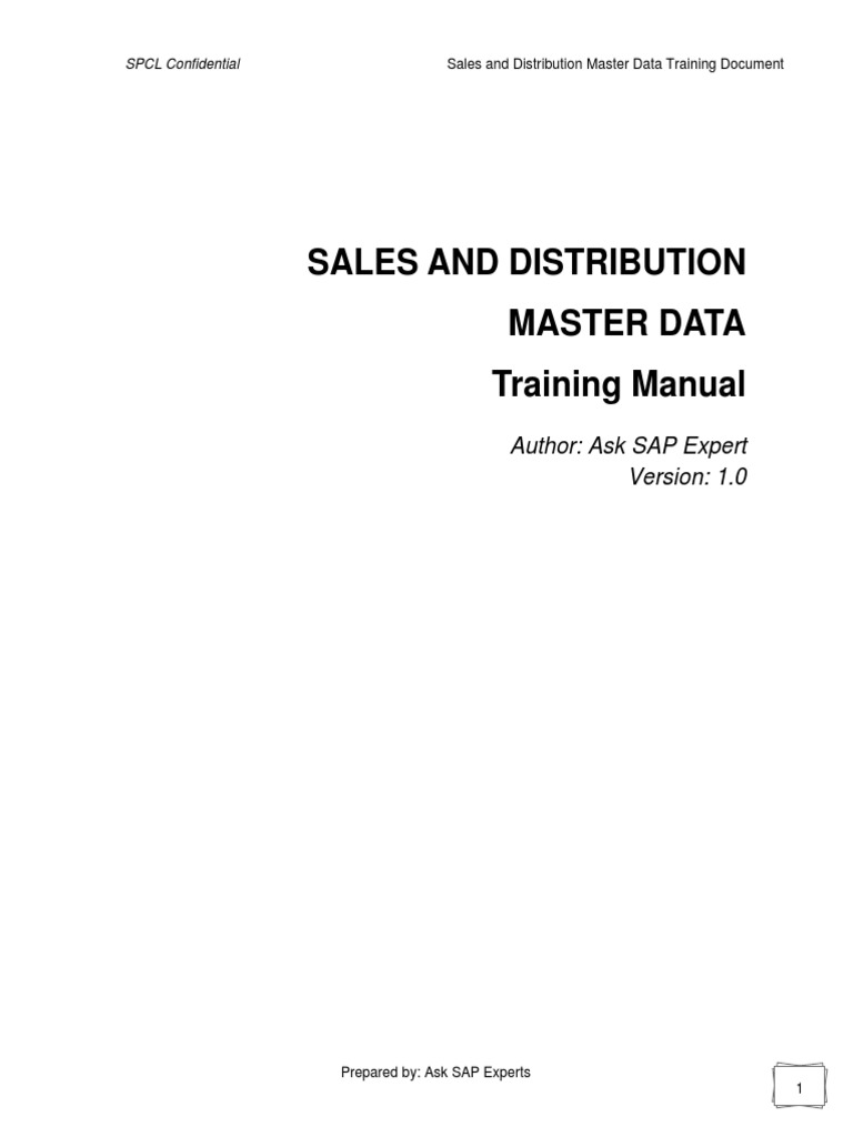 Sap SD Master Data Training Document | PDF | Business Process | Logistics