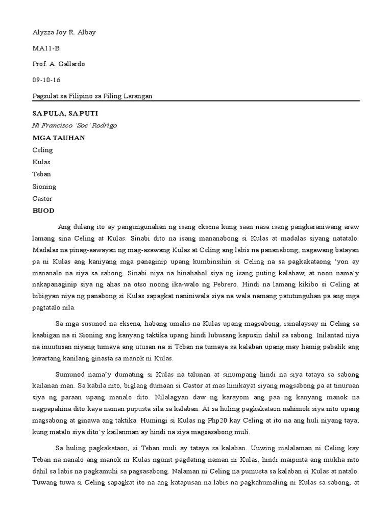 Sa Pula, Sa Puti | PDF