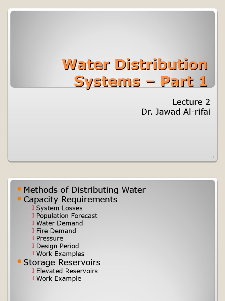 Water Distribution Systems - Part 1 | PDF | Water Supply Network ...