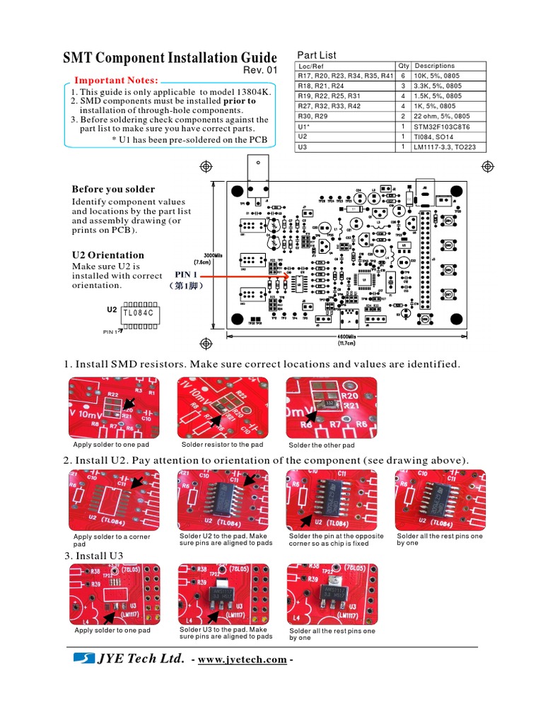 SMT Component Installation Guide: Important Notes | PDF