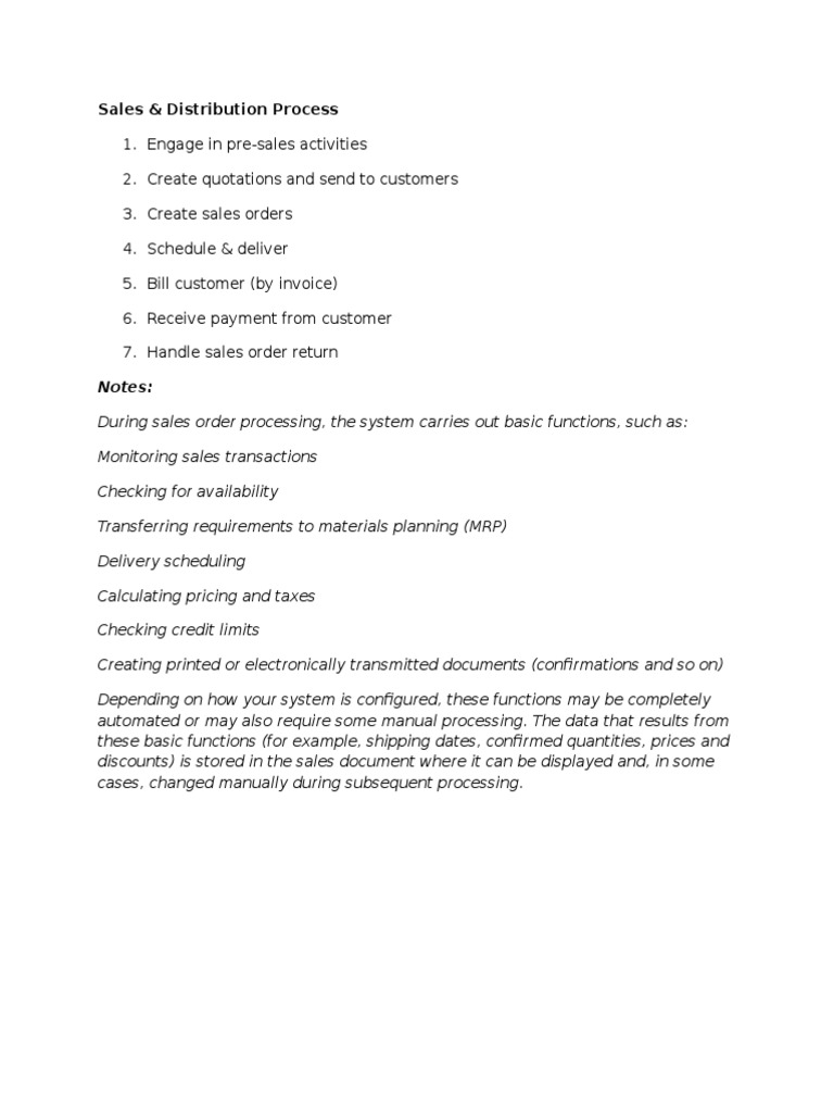 Sales & Distribution Process | PDF | Invoice | Debits And Credits