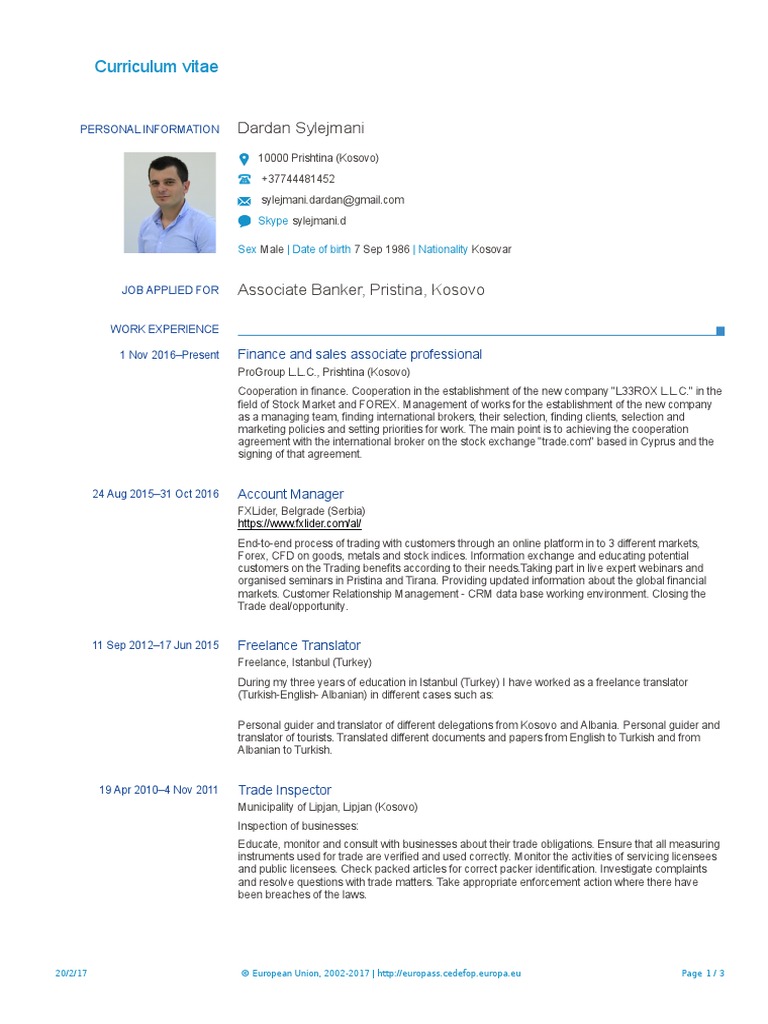 Curriculum Vitae: Dardan Sylejmani | PDF | Kosovo | Turkey