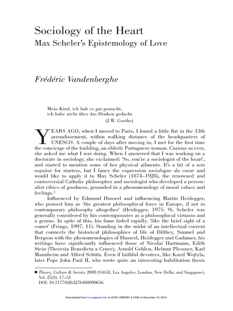 Max Scheler's Love and Intersubjectivity | PDF | Phenomenology ...
