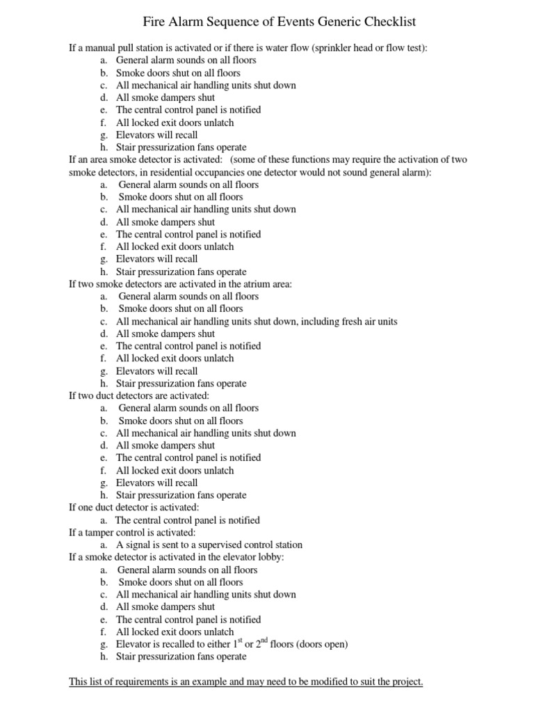 Fire Alarm Sequence of Events | Elevator | Building Technology