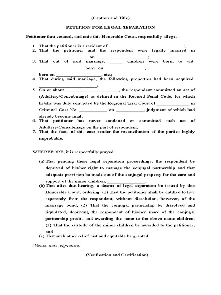 Petition For Legal Separation | PDF