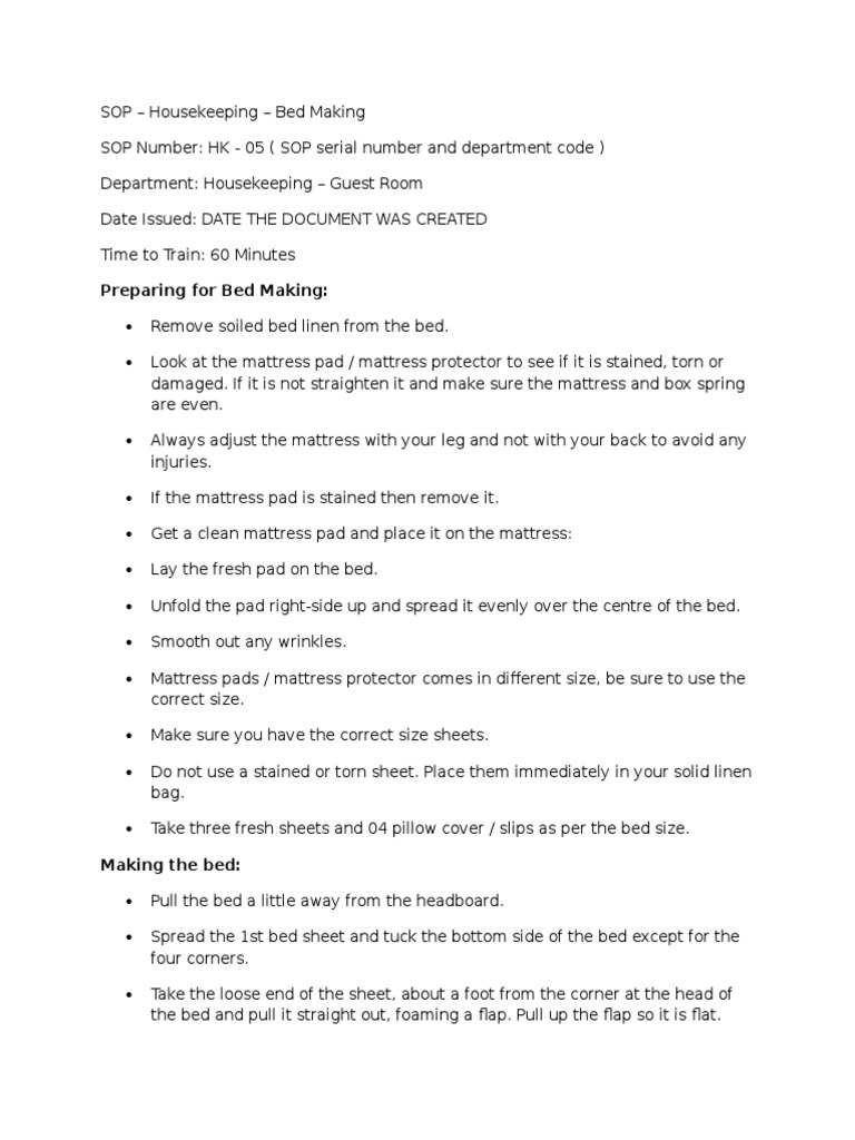 Preparing For Bed Making | PDF | Housekeeping | Bed