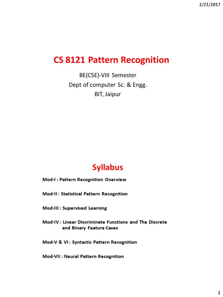 Ch1 Intro Pattern Recognition Pdf Pdf Pattern Recognition Statistical Classification