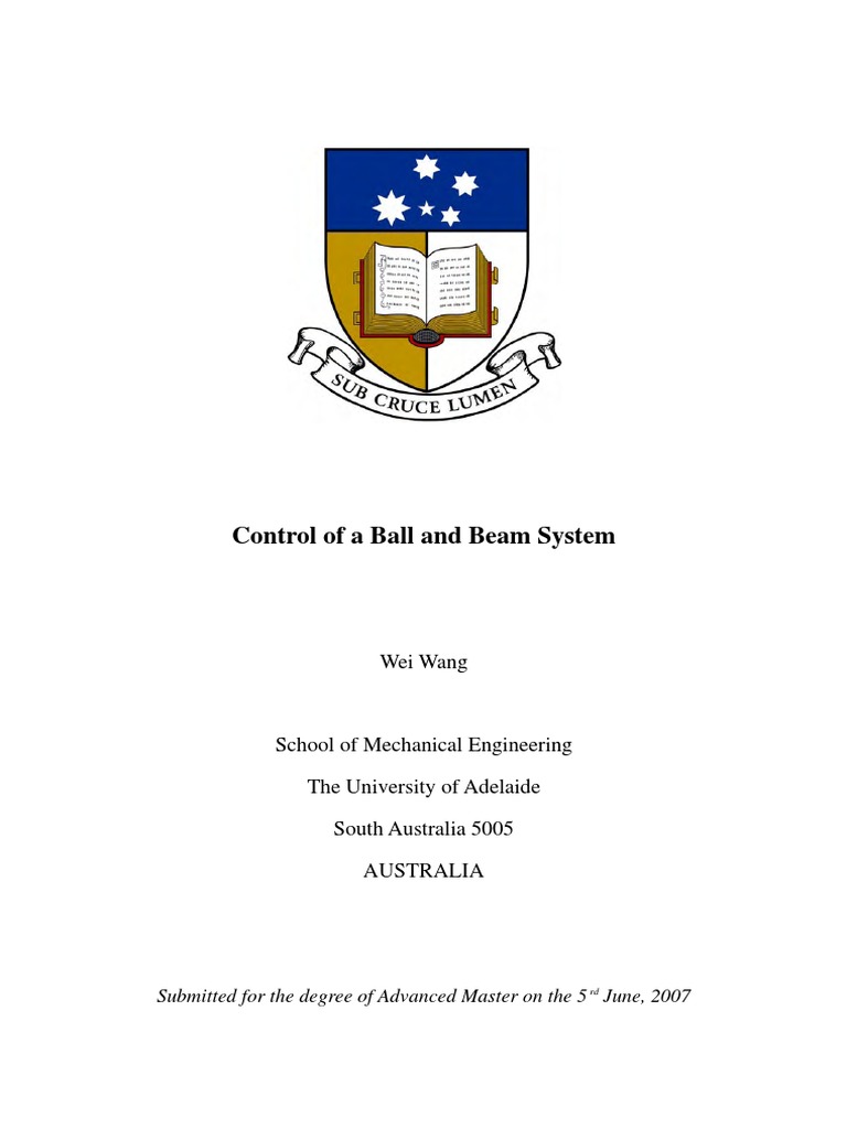 Control of A Ball and Beam System: Wei Wang | PDF