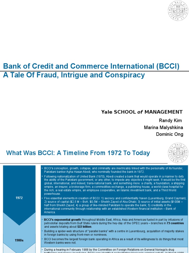 Bank of Credit and Commerce International (BCCI) A Tale of Fraud ...