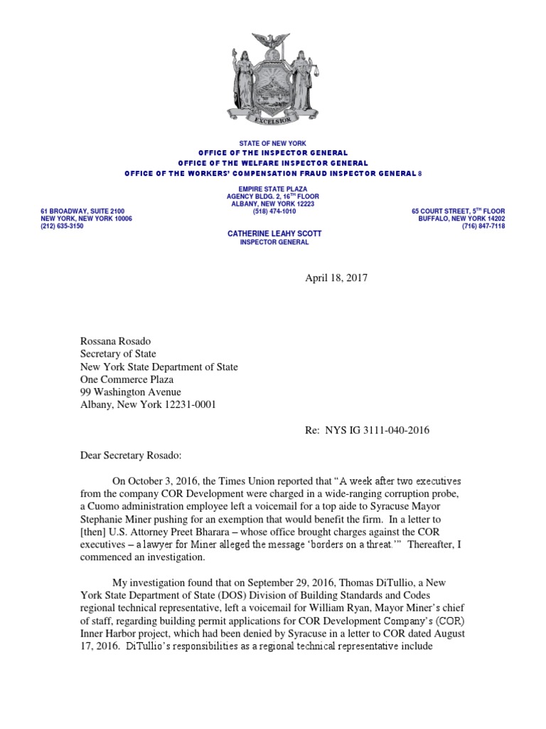 Inspector General Letter | PDF | United States Department Of State ...