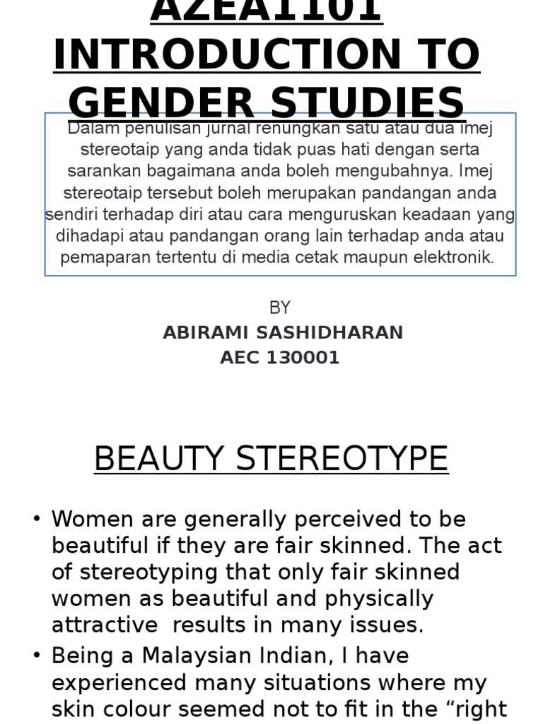 Azea1101 Introduction To Gender Studies | PDF | Human Skin Color ...