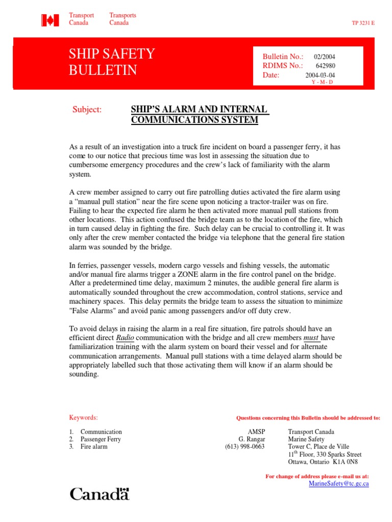 Ship's Alarm and Internal Communications System | PDF | Ships | Water ...