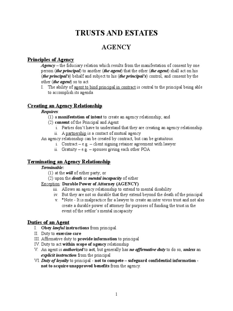 Final Trusts Outline | PDF | Trust Law | Law Of Agency