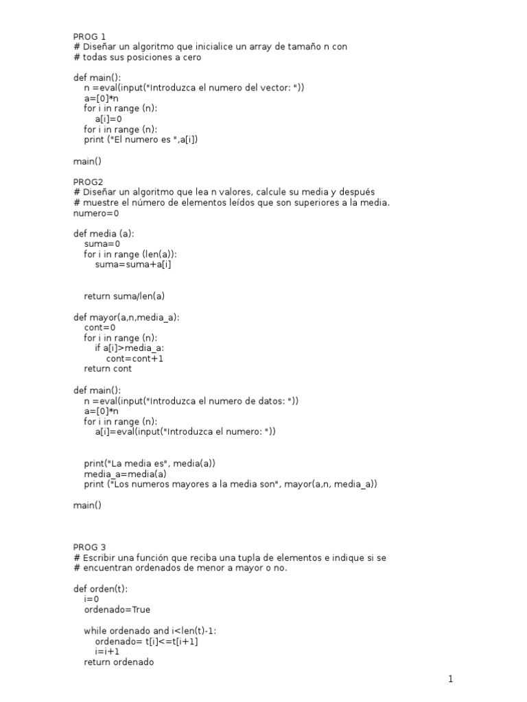 Programas en Python | PDF | Matriz (Matemáticas) | Escalar (Matemáticas)
