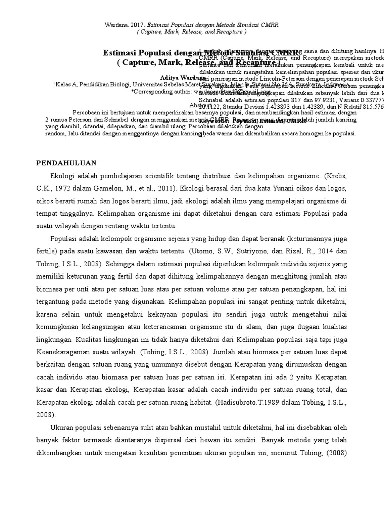 Capture, Mark, Release, and Recapture | PDF