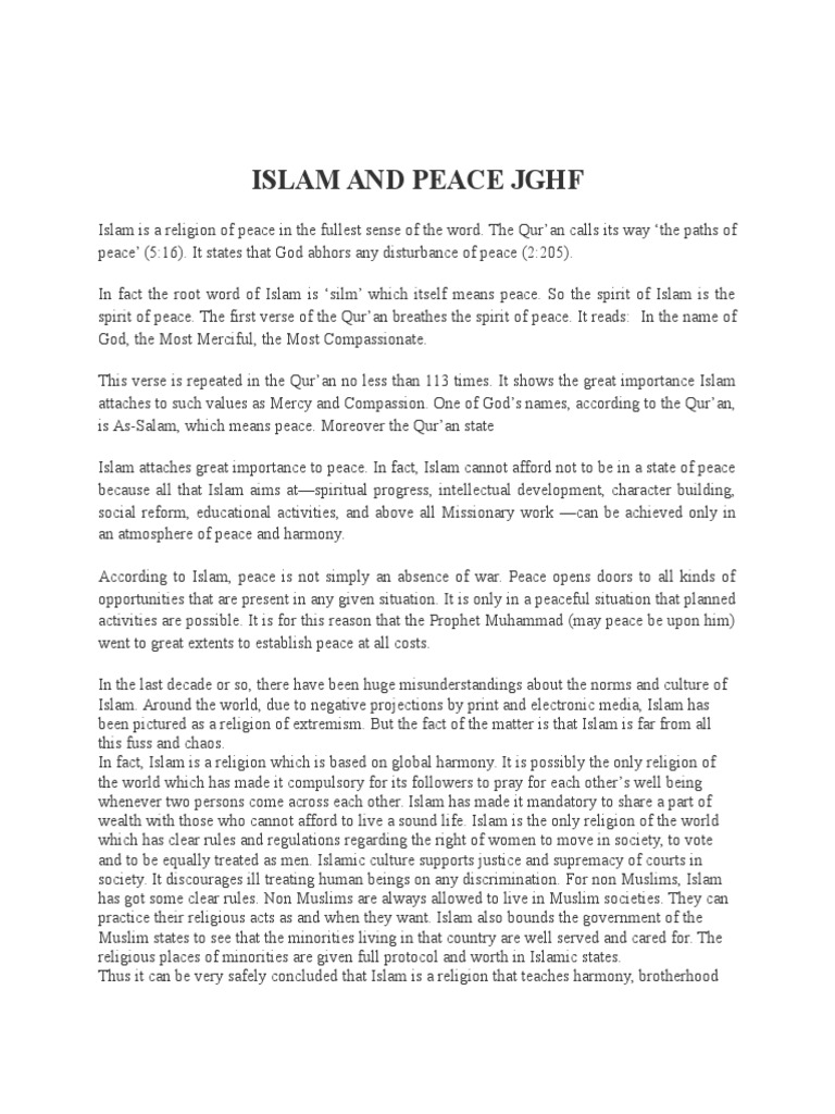 Islam and Peace | PDF | Peace | Quran