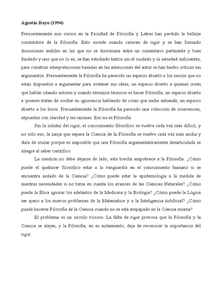 Agustín Rayo - Sobre La Filosofía | PDF