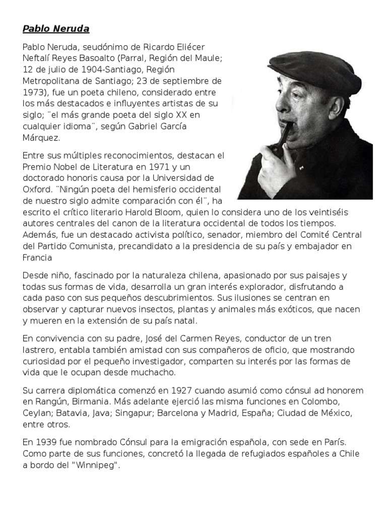 Biografia Pablo Neruda | PDF
