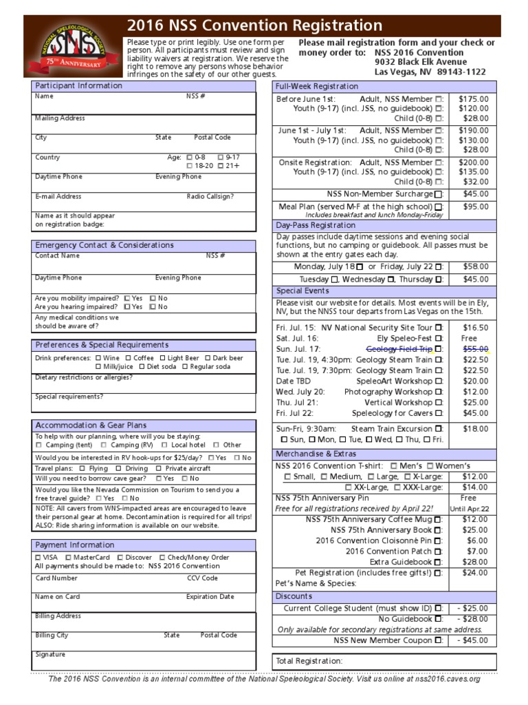 NSS2016 Registration Form