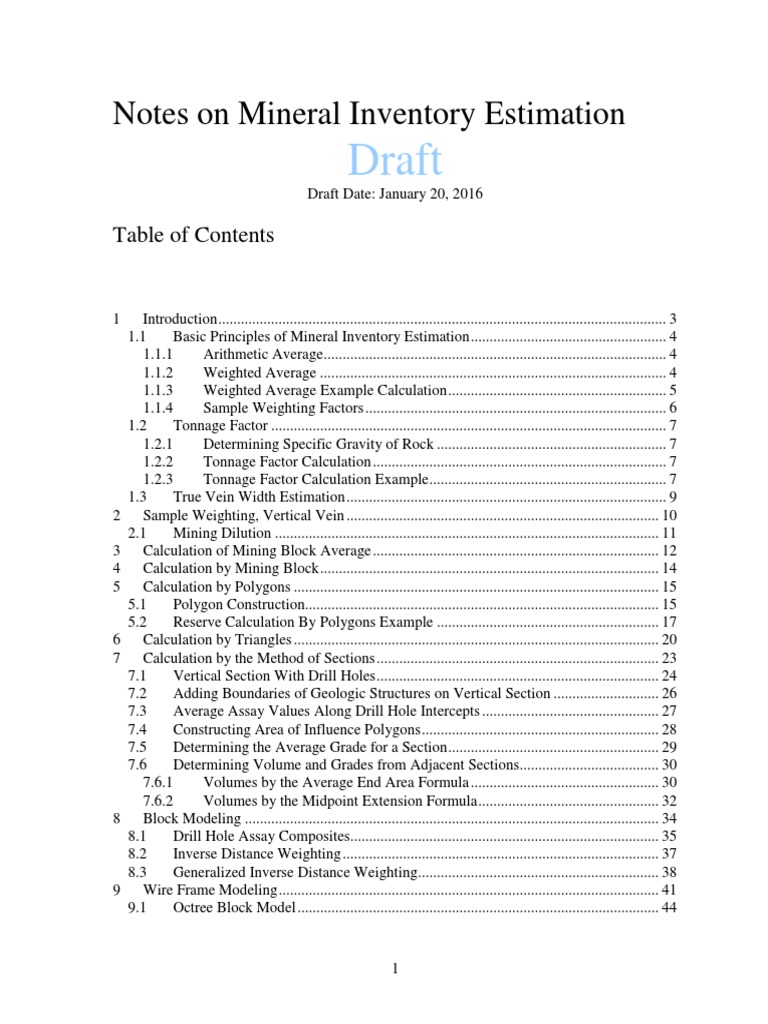 Mineral Inventory Estimation Guide | PDF | Polygon | Density