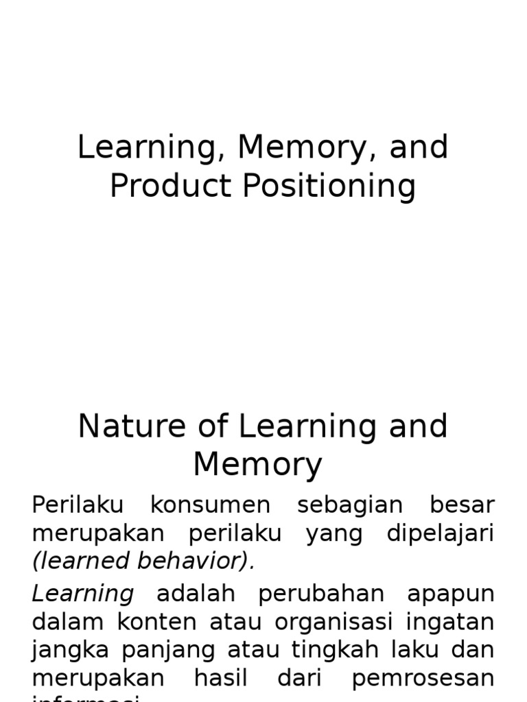 Learning, Memory, and Product Positioning | PDF