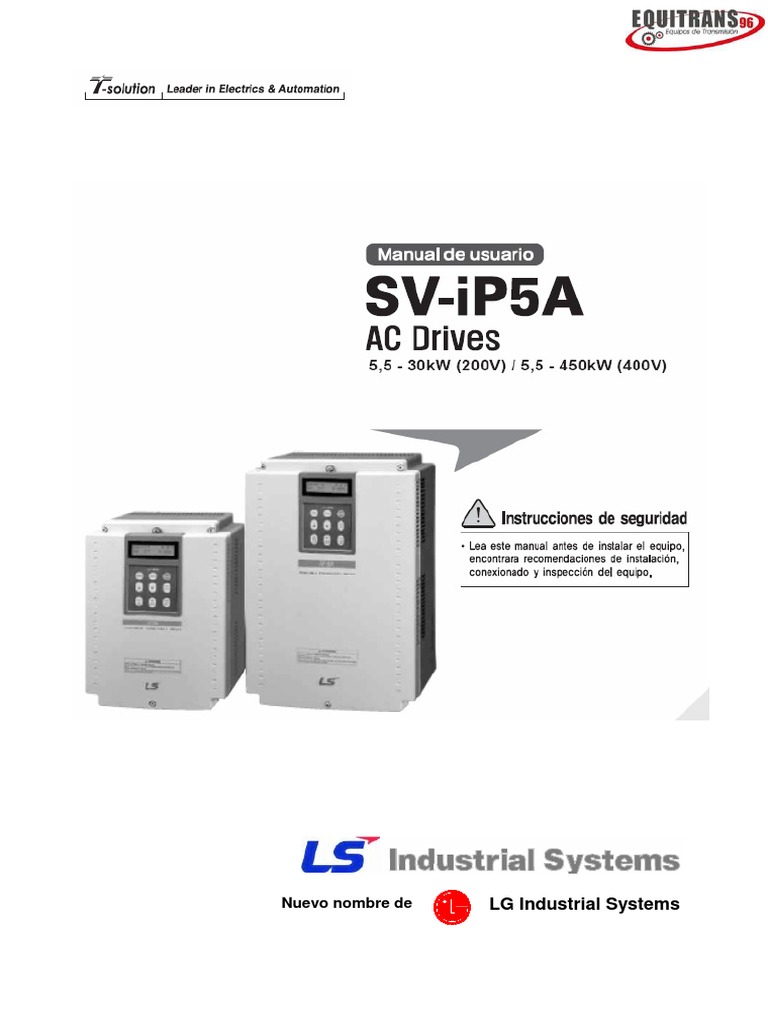 Instrucciones de seguridad y operación para el variador de velocidad LS Serie SV-iP5A | PDF ...