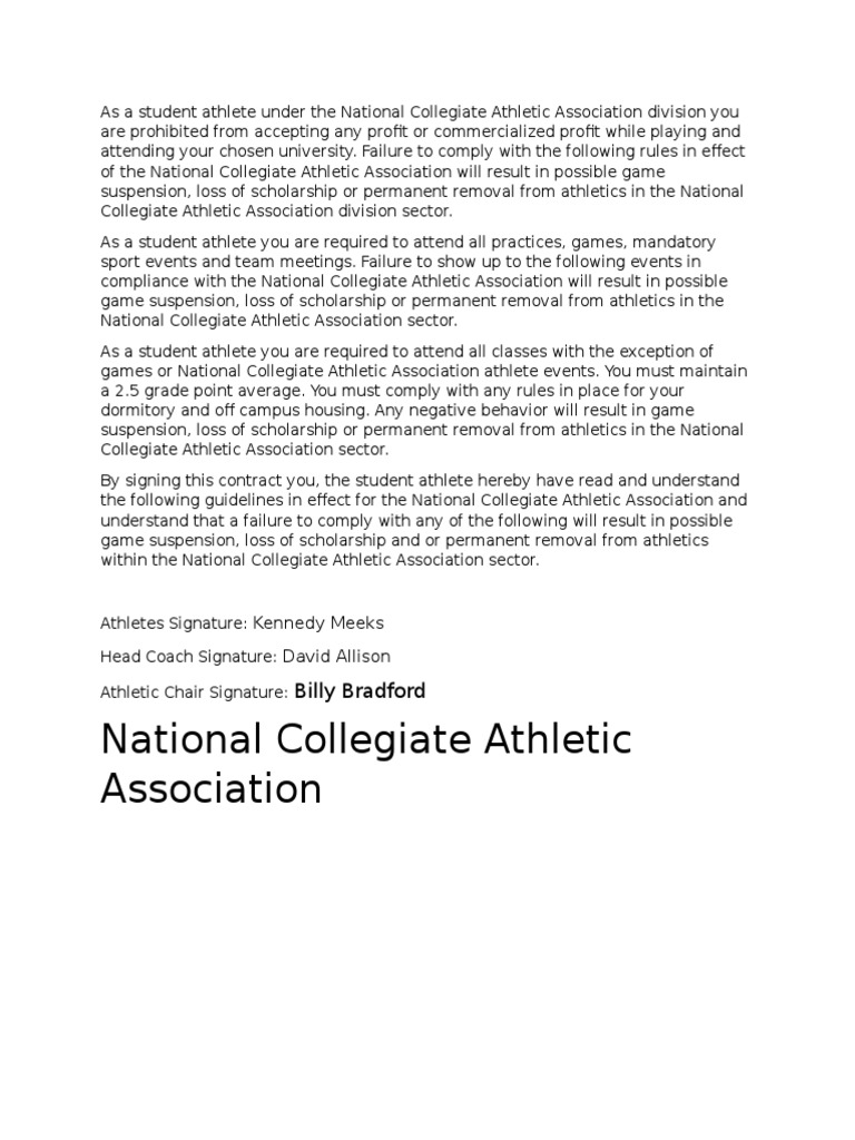 Ncaa Contract | PDF