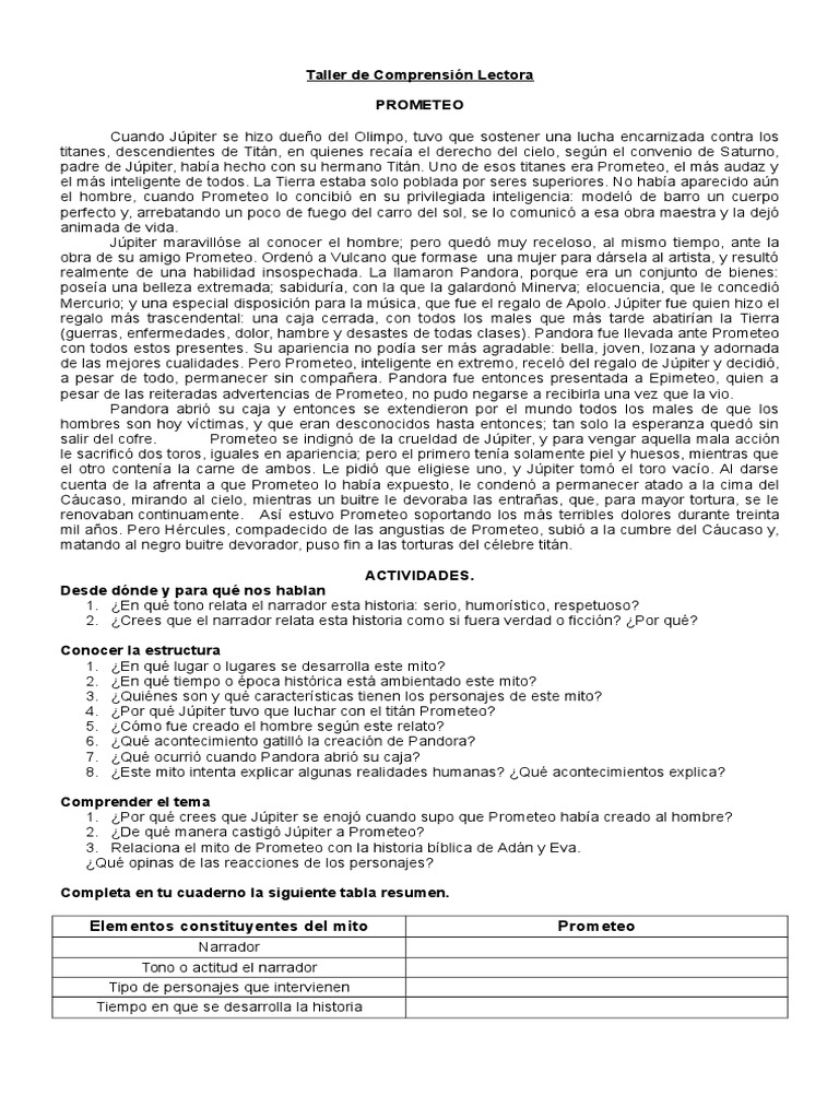 El mito de Prometeo: creación del hombre y castigo divino | PDF | Prometeo