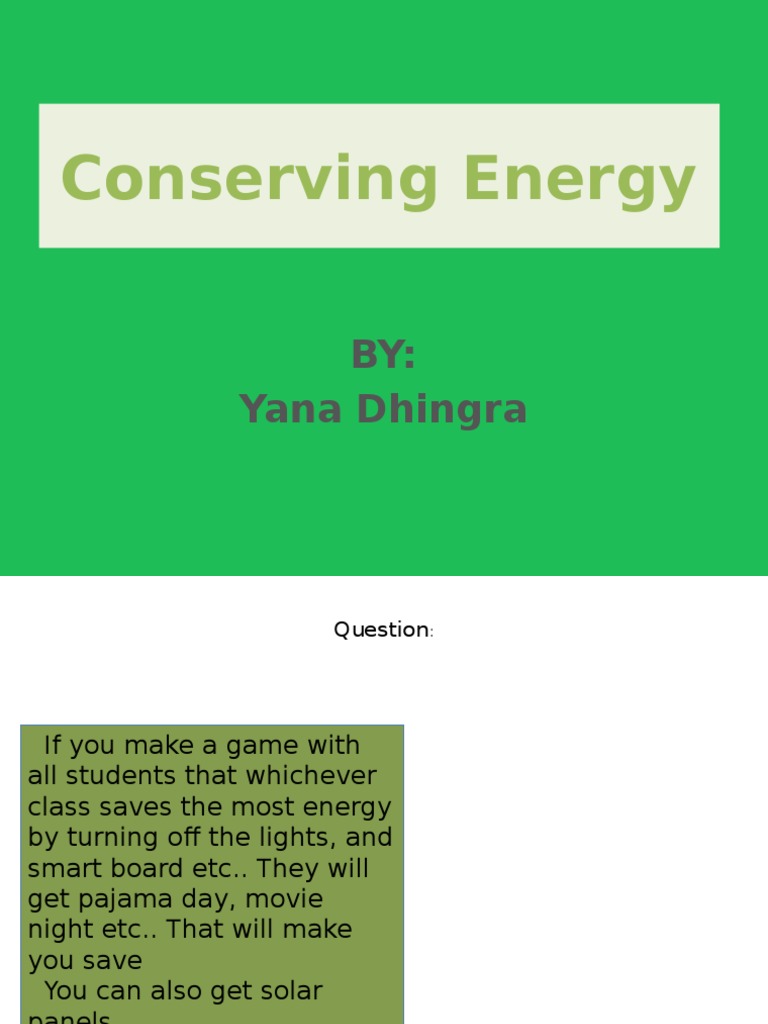 Energy Conservation | PDF