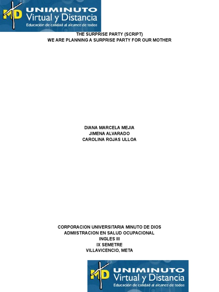 The Surprise Party (Script) We Are Planning A Surprise Party For Our ...