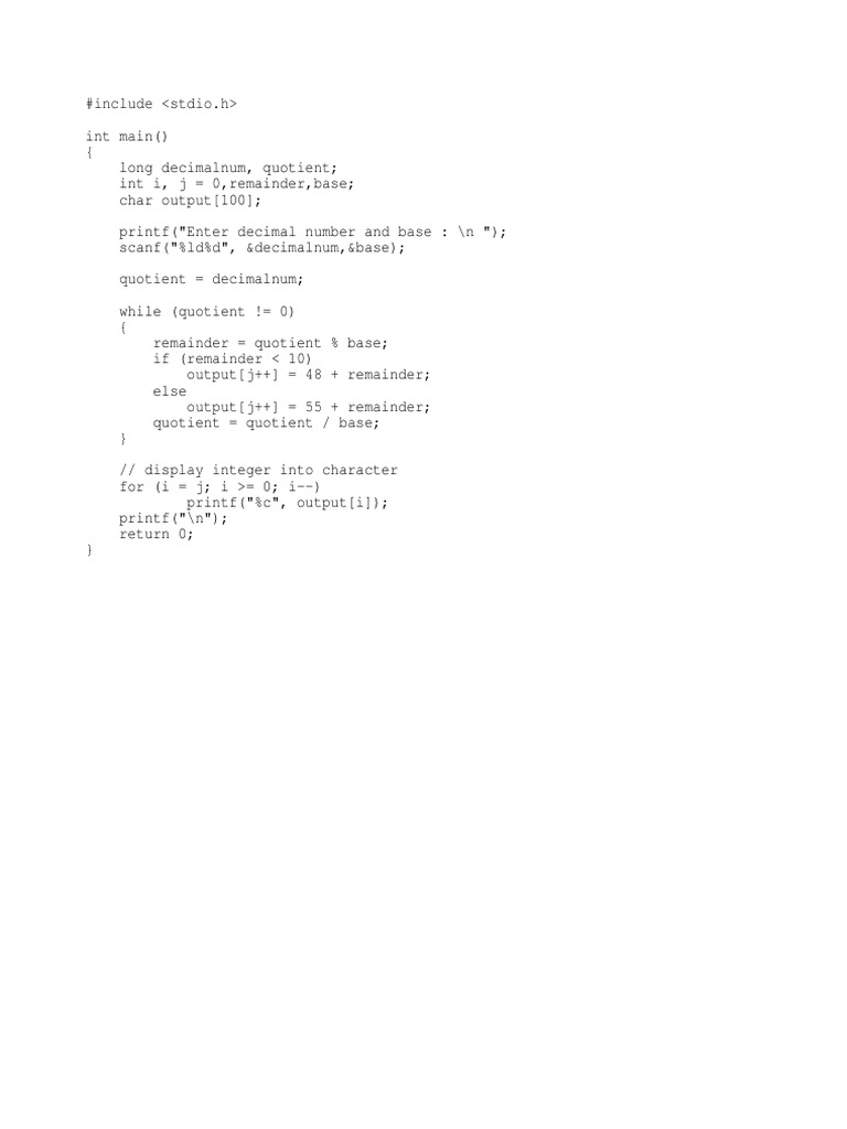 C Program To Convert Decimal To Binary Pdf Theory Of Computation Notation
