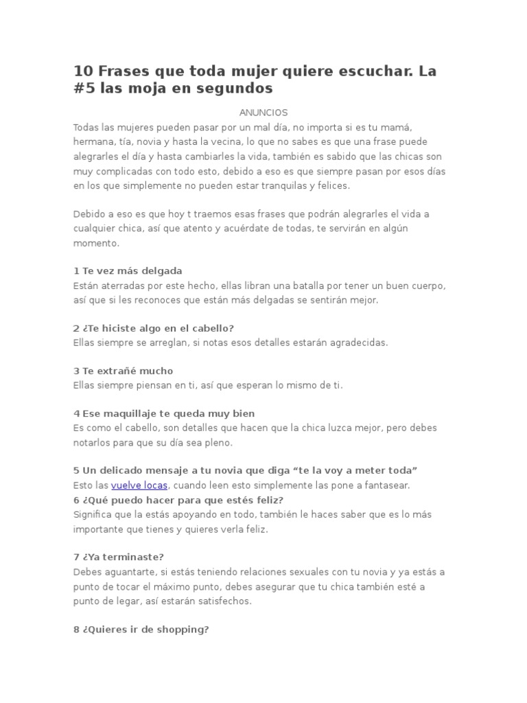 10 Frases Que Toda Mujer Quiere Escuchar Pdf