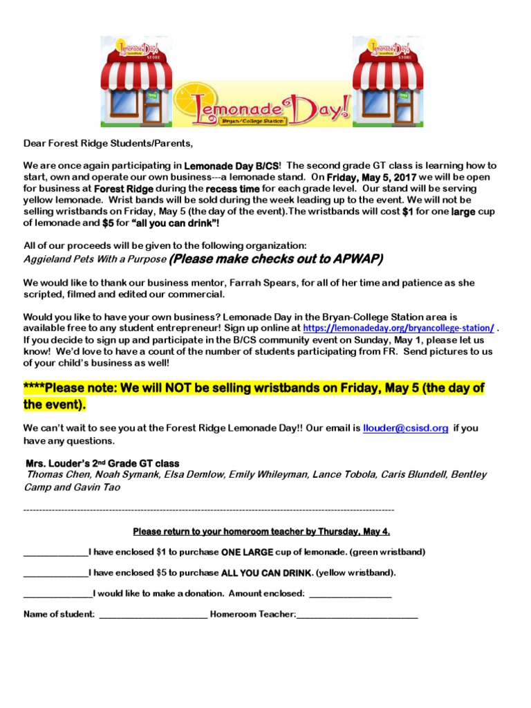 Lemonade Day Letter May 2017 | PDF | Lifestyle