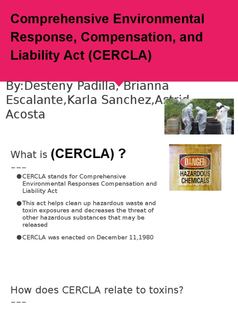 Comprehensive Environmental Response, Compensation, and Liability Act ...