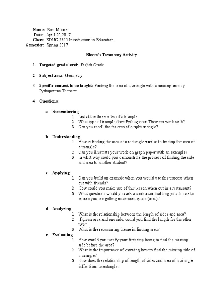 Blooms | PDF | Triangle | Cognitive Science